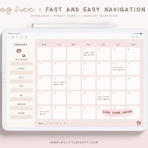 Undated Kawaii Weekly Digital Planner/ Cute Digital Planner/ Kawaii ...