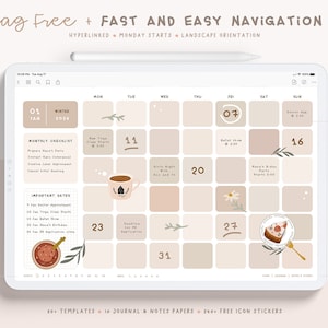 Pink Undated Digital Planner/ Goodnotes Planner/ Daily Digital Planner ...