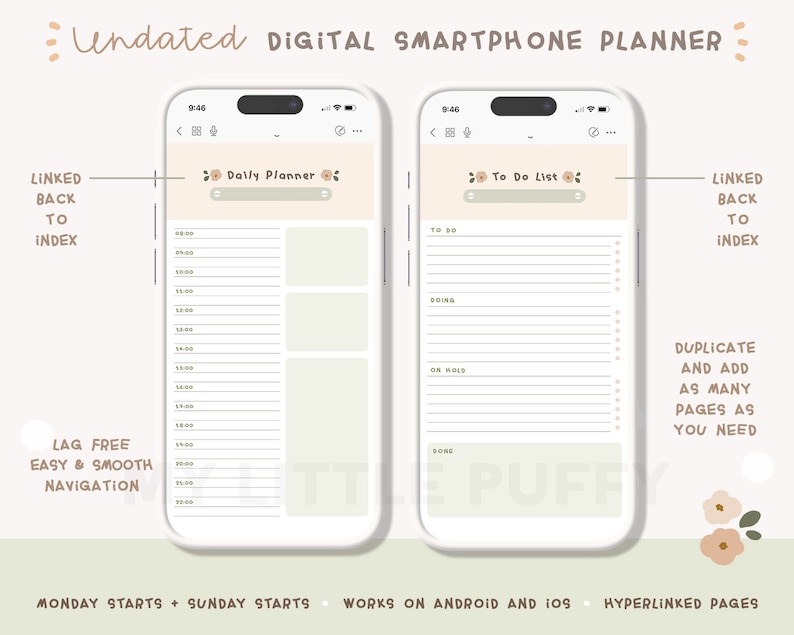 Cute iPhone Planner/ Digital Phone Planner/ Digital Pocket Planner ...