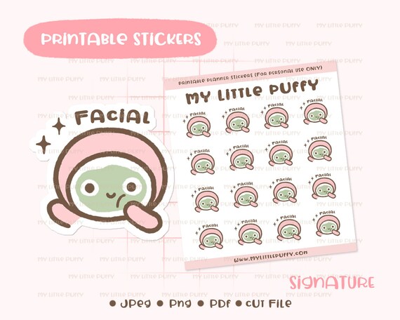 Facial Printable Planner Sticker/ Facial Planner Sticker/ Face | Etsy