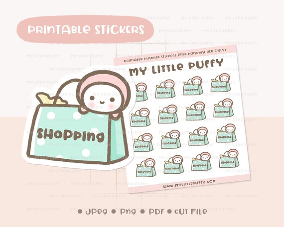Shopping Bag Printable Planner Stickers/ Shopping Bag Planner - Etsy