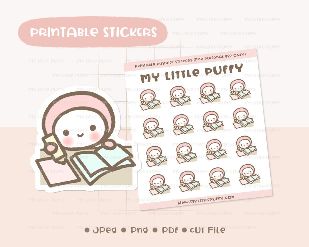 Cute Study Printable Planner Sticker/ Study Planner Sticker/ Homework ...