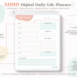 Adhd Digital Planner/ Adults Adhd Planner/ Digital Adhd Planner/ Adults ...