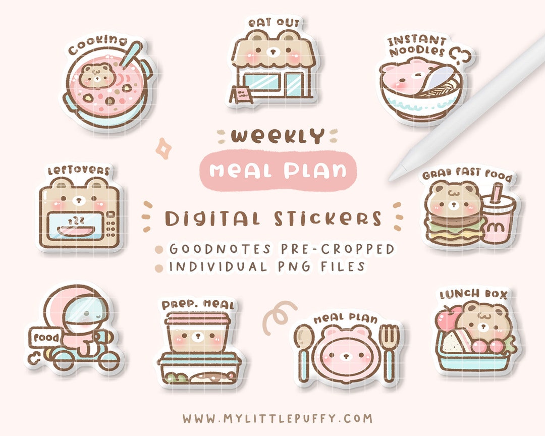 Cute Meal Plan Digital Stickers/ Meal Plan Digital Planner Stickers ...