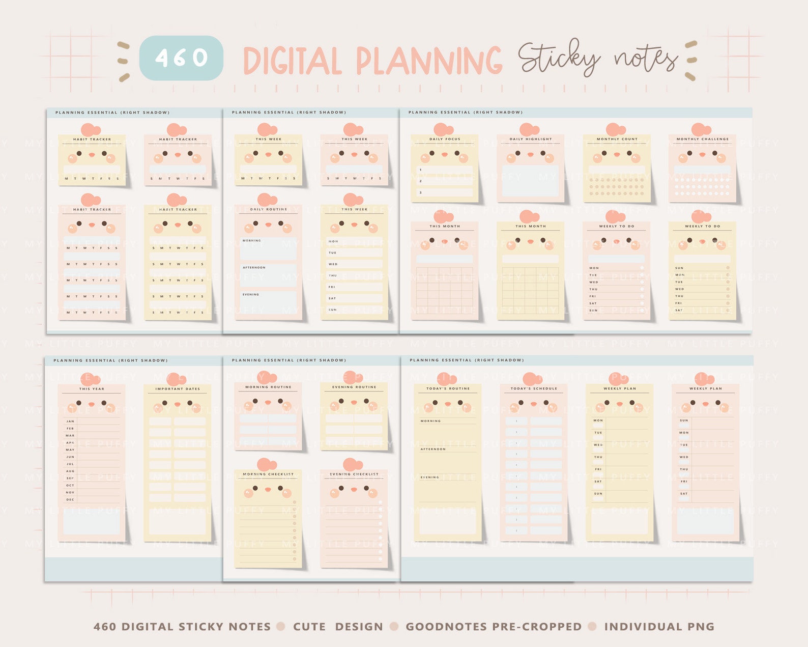 Cute Digital Sticky Notes/ Cute Digital Stickers/ Kawaii Digital ...