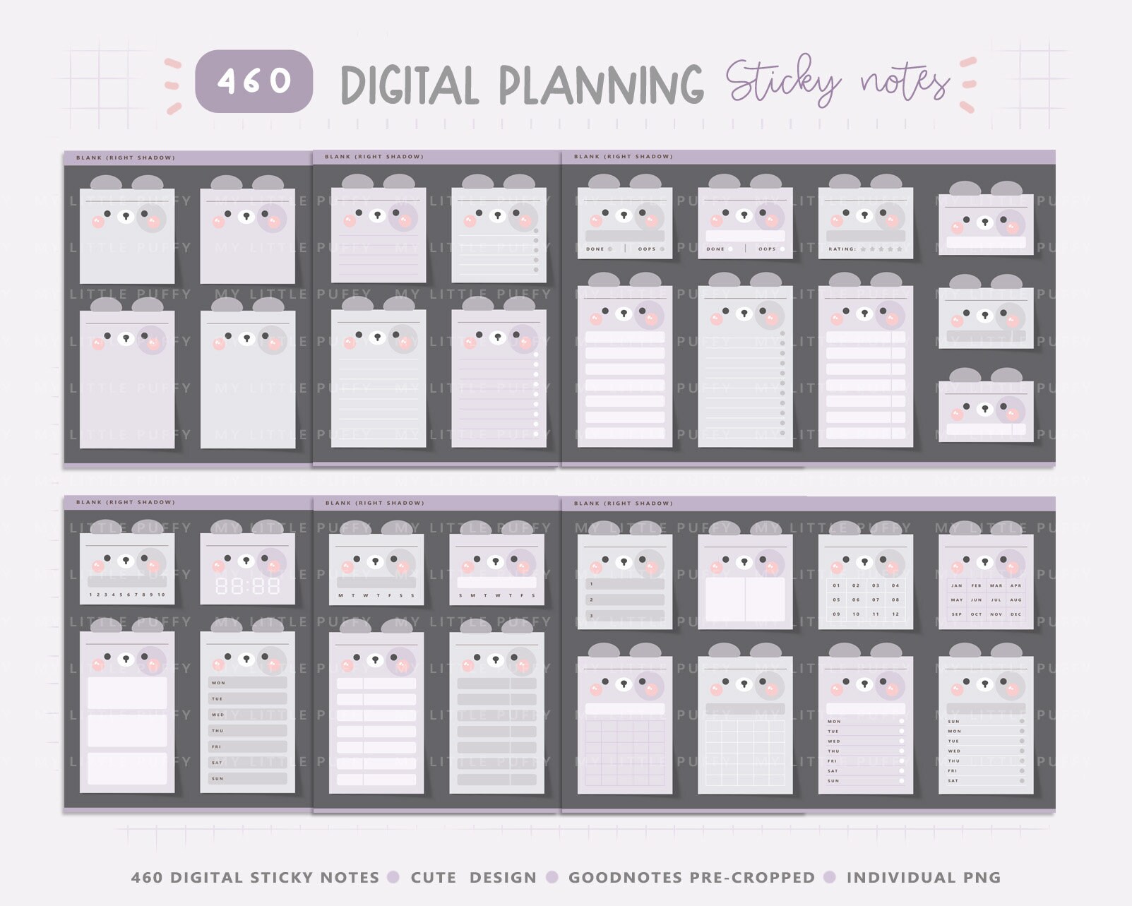 Cute Digital Sticky Notes/ Cute Digital Stickers for Dark Mode Planner ...