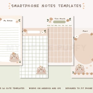 Cute Digital Notes Templates/ iPhone Digital Notes Templates/ Digital ...