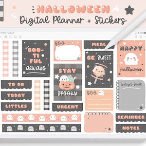 Kawaii Halloween Digital Stickers/ Cute Halloween Digital Planner ...