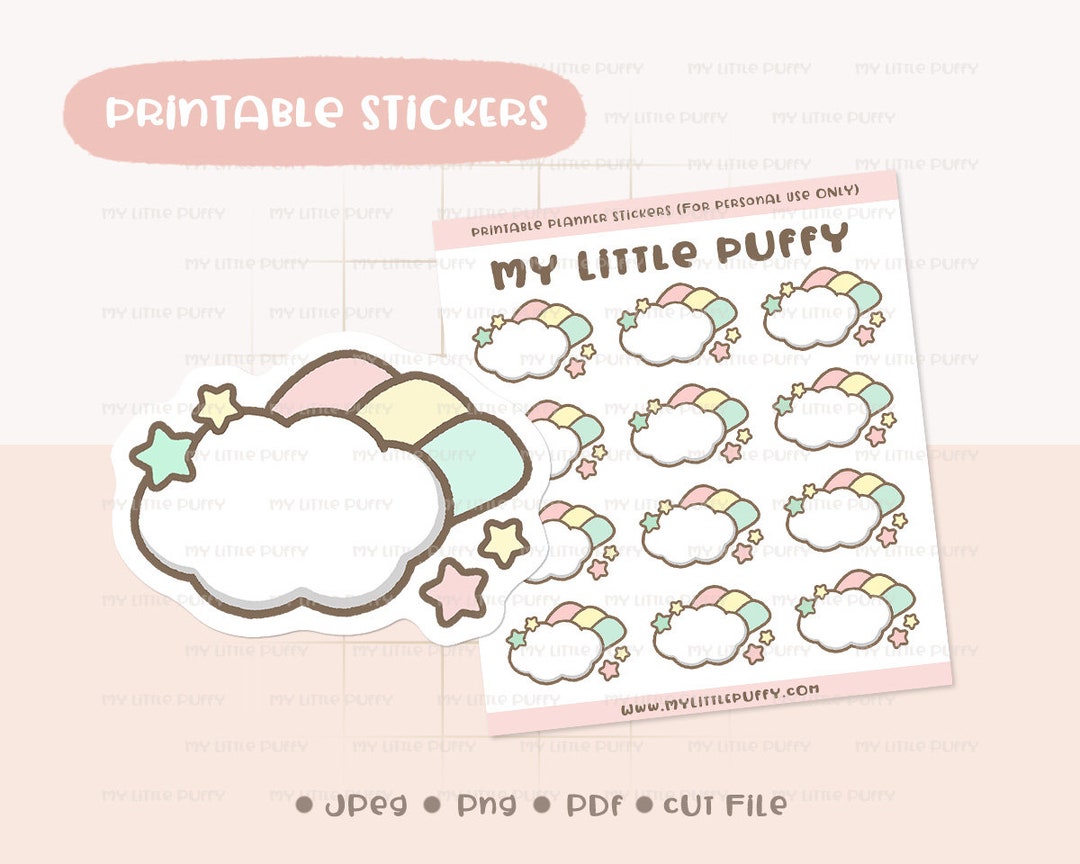 Rainbow Cloud Note Printable Planner Sticker/ Notepad Planner Sticker ...