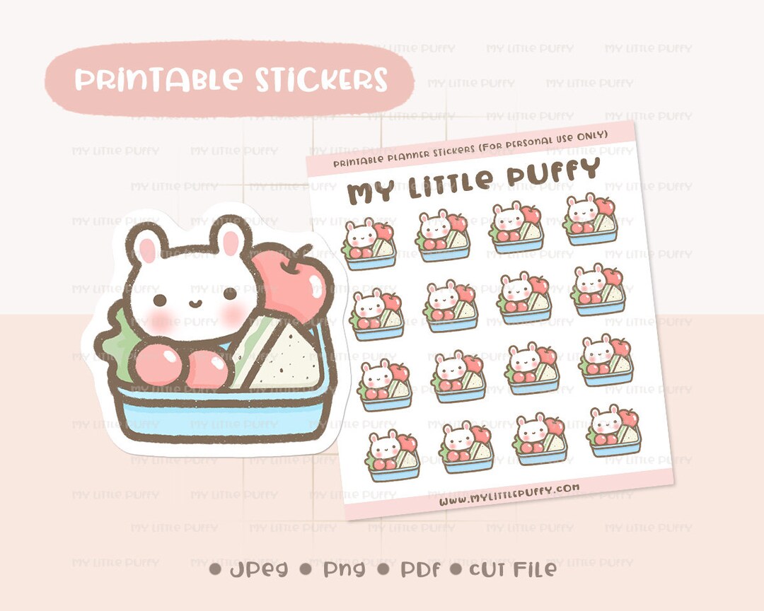Bunny Lunch Box Printable Planner Sticker/ Lunch Planner Sticker/ Meal ...
