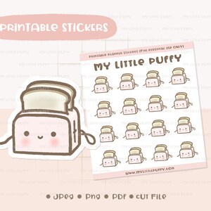 Cute Toaster Printable Planner Sticker/ Toaster Planner Sticker/ Toast ...