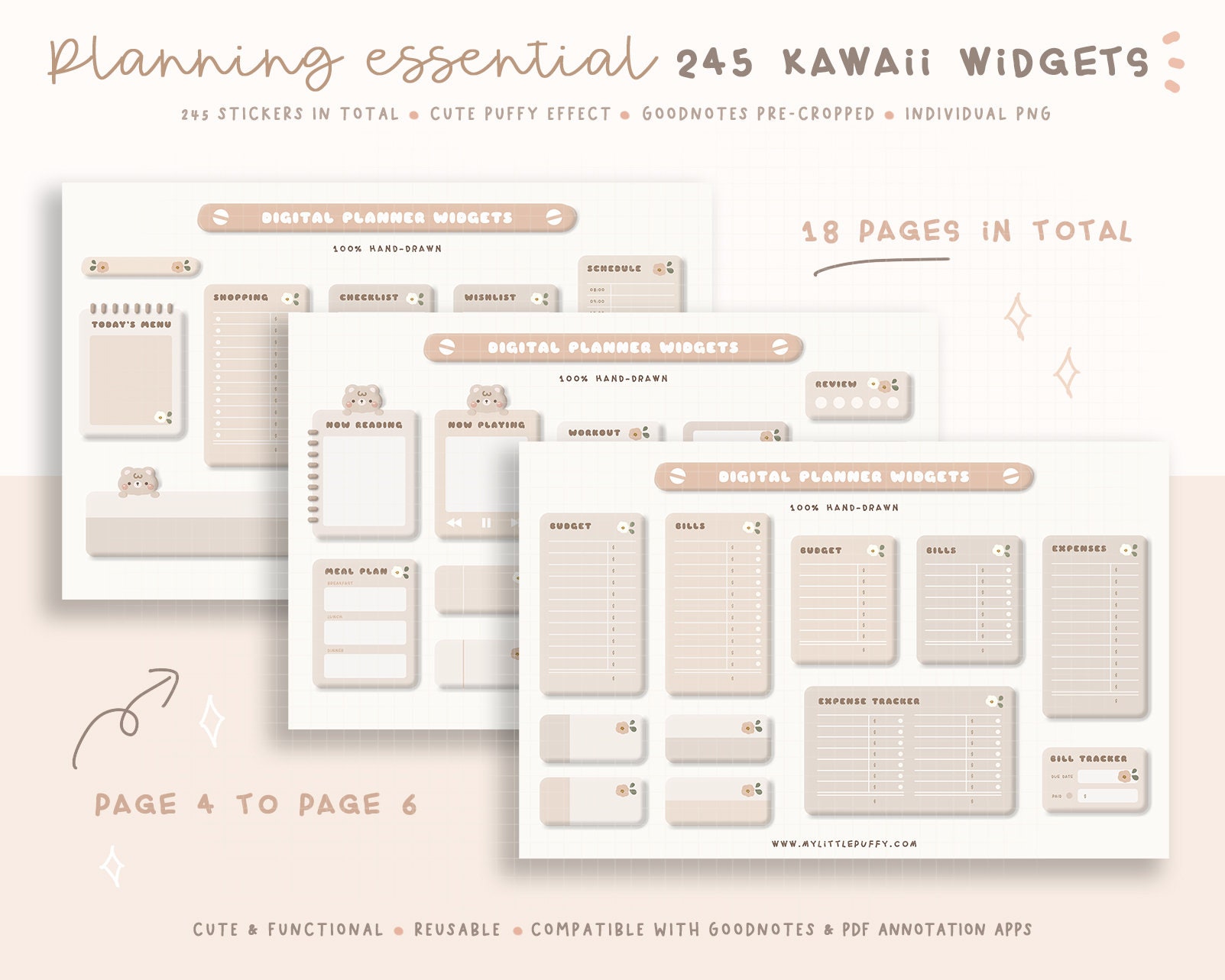 Kawaii Digital Widgets/ Cute Digital Planner Stickers/ Digital - Etsy