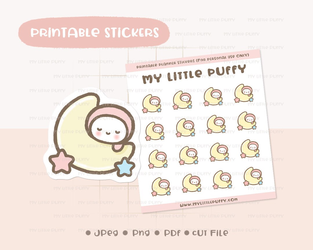 Cute Moon Printable Planner Sticker/ Moon Planner Sticker/ Digital ...