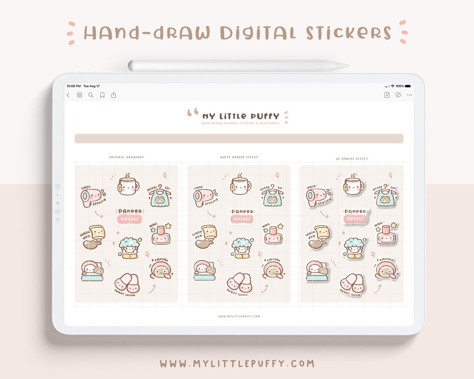 Cute Digital Planner Stickers/ Pamper Digital Stickers/ Cute Goodnotes ...