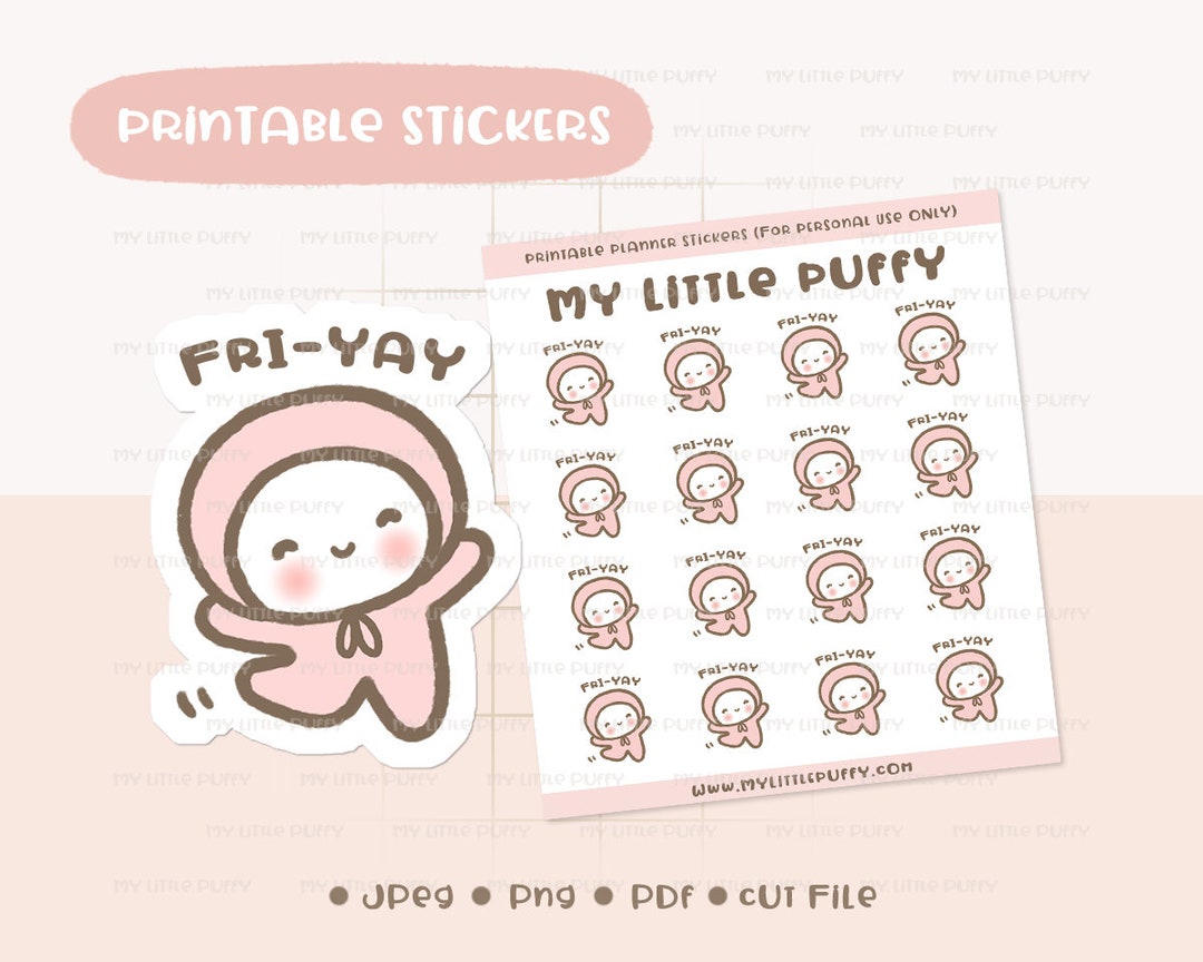 Cute Fri-yay Printable Planner Sticker/ Fri-yay Planner Sticker/ Friday ...