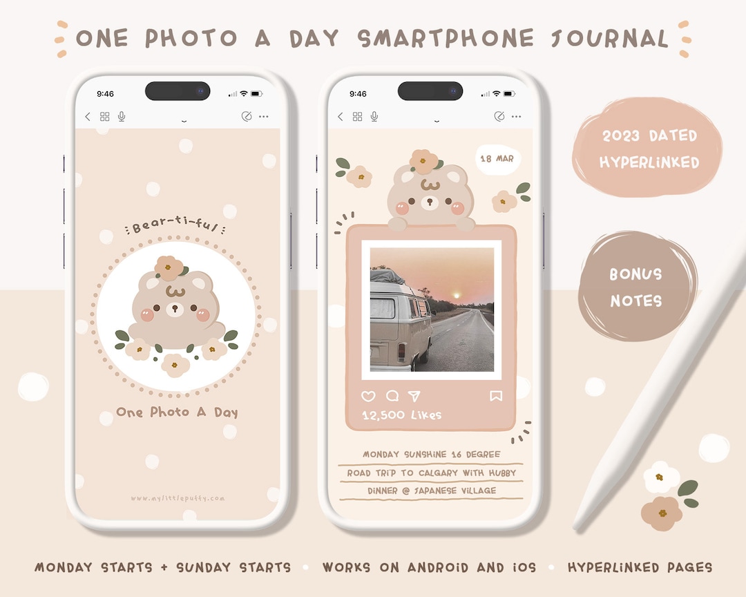 Cute iPhone Journal/ Digital Phone Journal/ One Photo A Day Digital ...