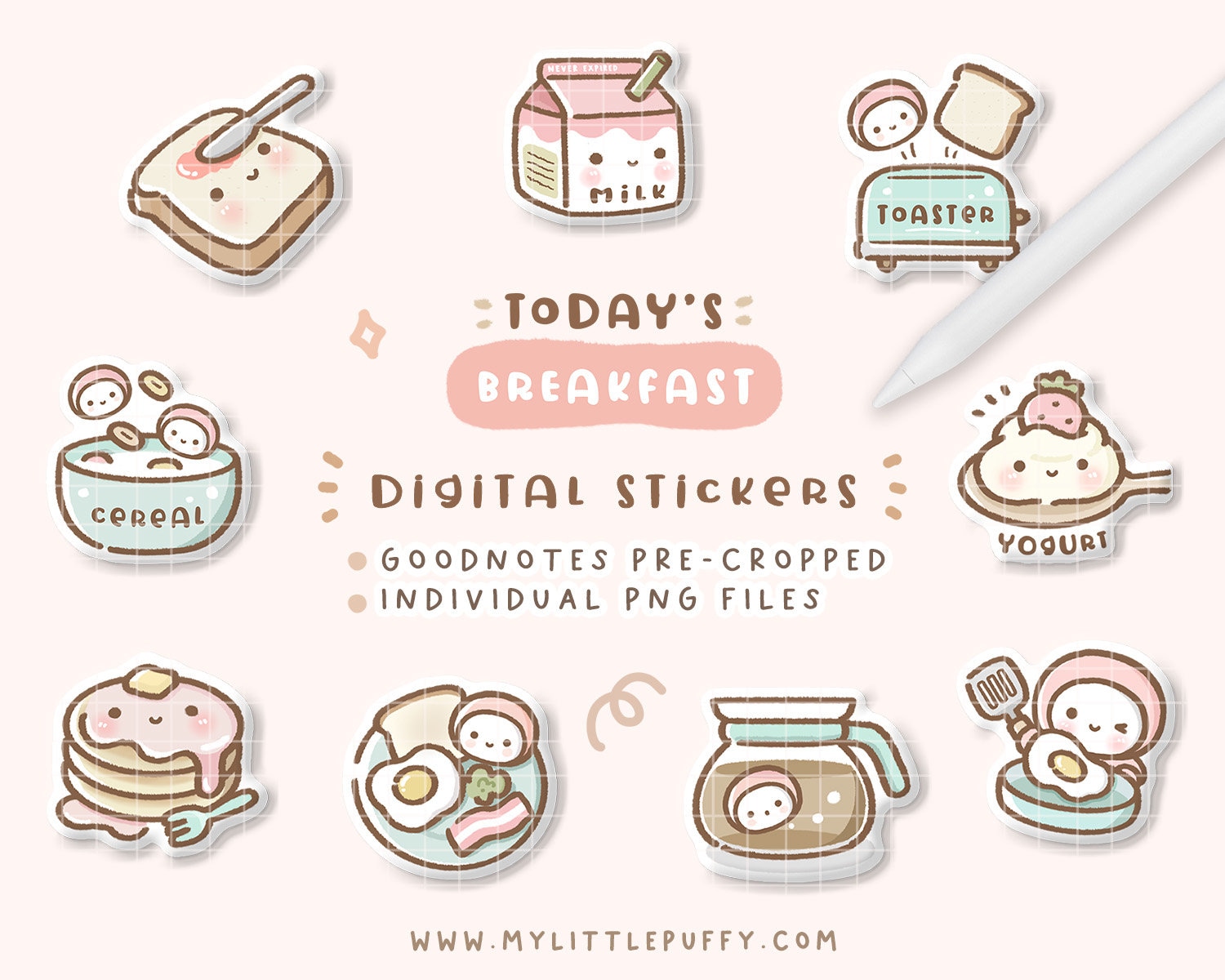 Cute Breakfast Digital Stickers Goodnotes/ Cute Goodnotes Stickers ...