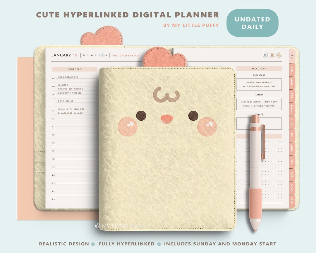Kawaii Digital Planner/ Realistic Digital Planner/ Undated Digital ...