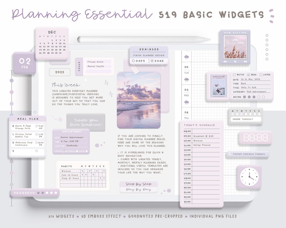Digital Planner Widgets/ Digital Planner Stickers/ Purple Digital ...