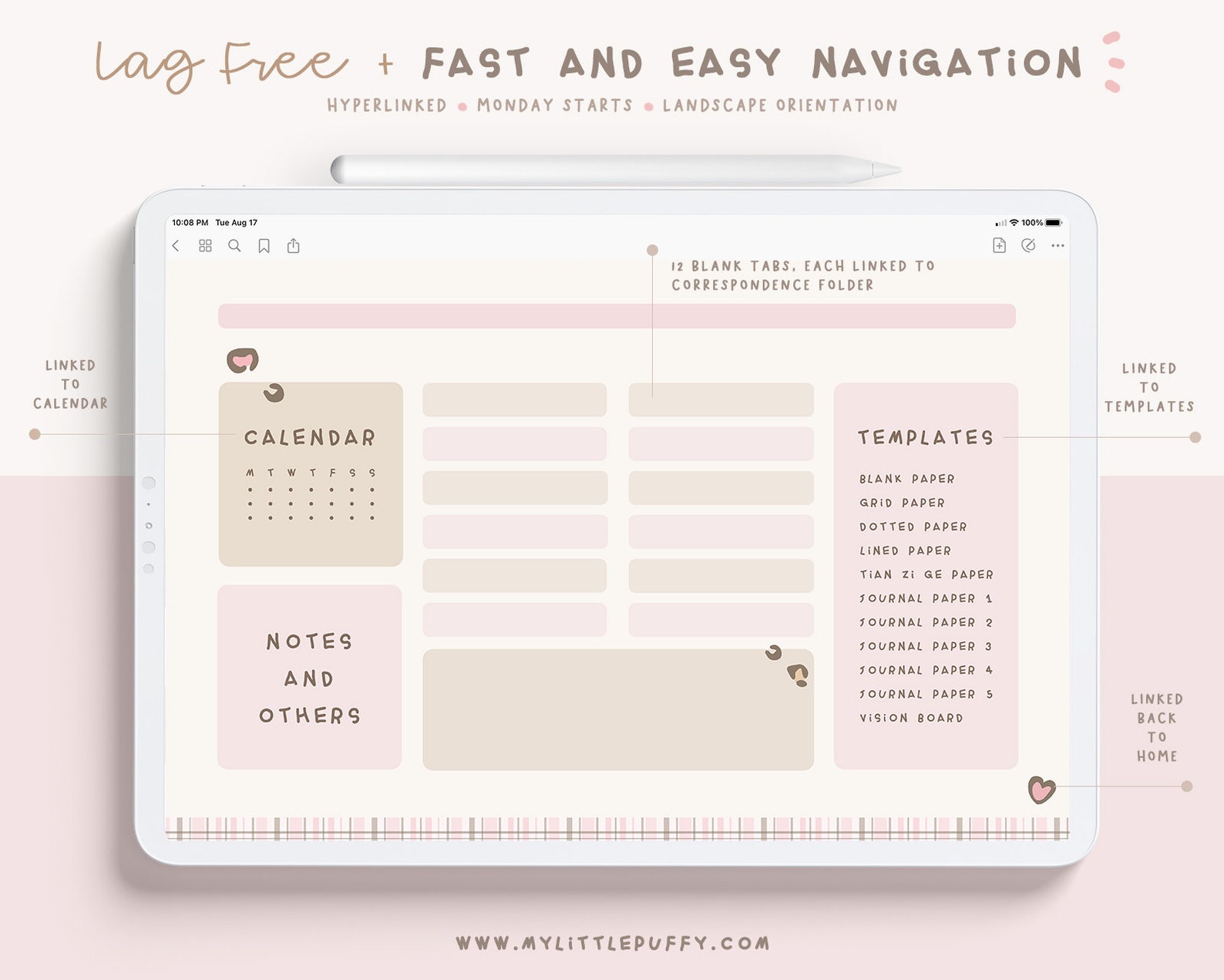 Undated Kawaii Weekly Digital Planner/ Cute Digital Planner/ Kawaii ...