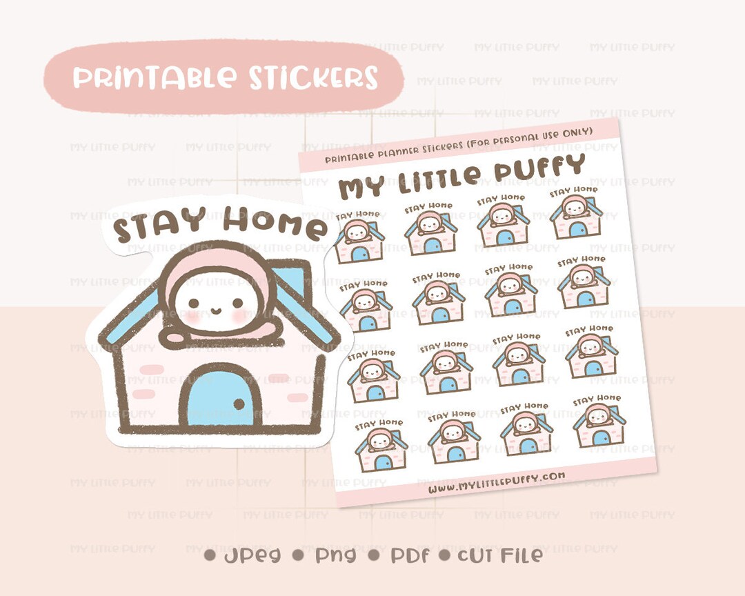Cute Staying Home Printable Planner Sticker/ Stay at Home Planner ...