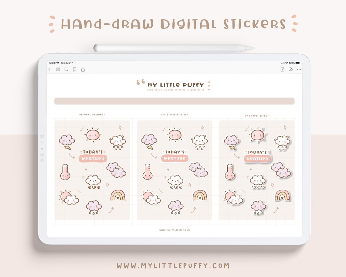 Cute Weather Digital Planner Stickers/ Goodnotes Digital Stickers ...