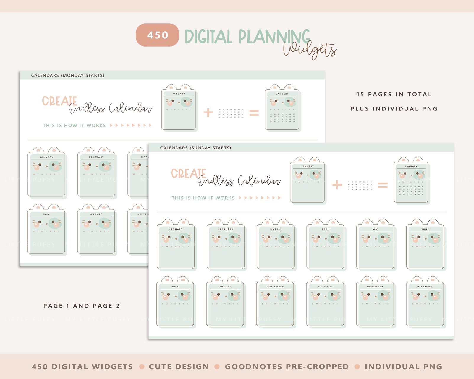 Kawaii Digital Widgets/ Cute Digital Planner Widgets/ Cute Digital ...