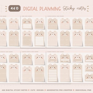Cute Bear Digital Stickers/ Cute Digital Sticky Notes/ Kawaii Digital ...
