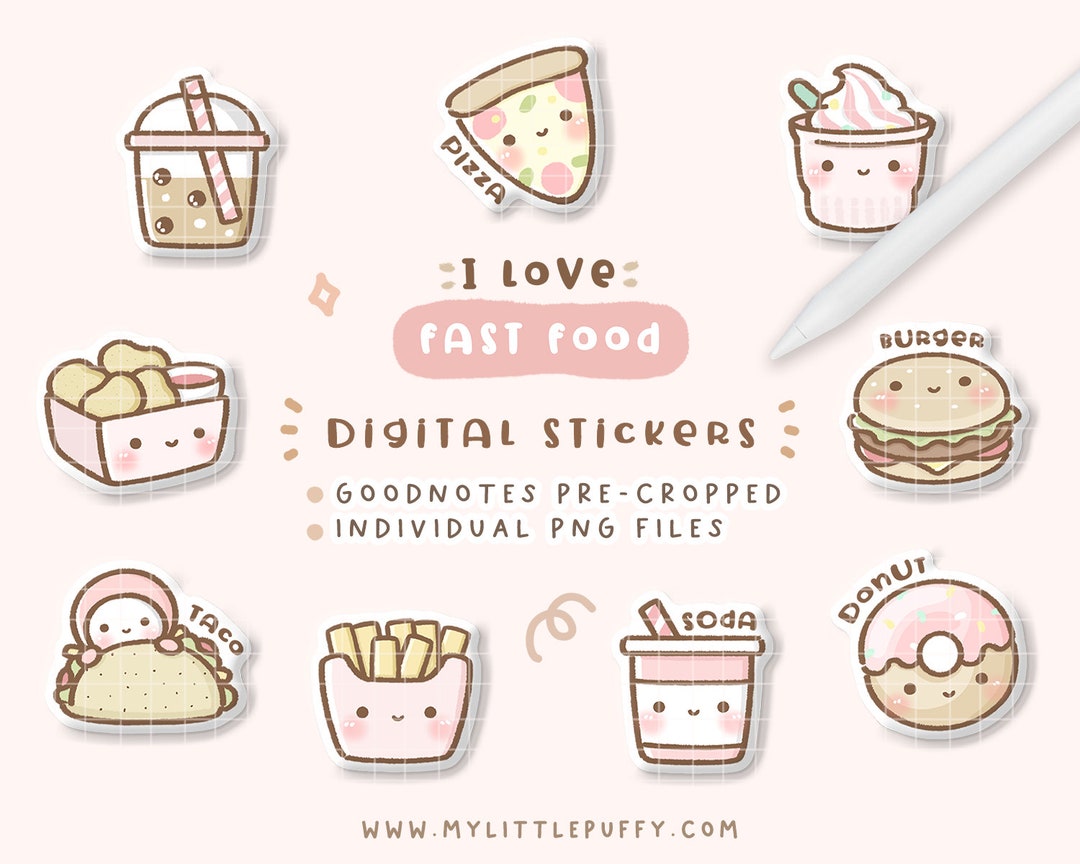 Cute Fast Food Digital Planner Stickers/ Junk Food Digital Stickers ...