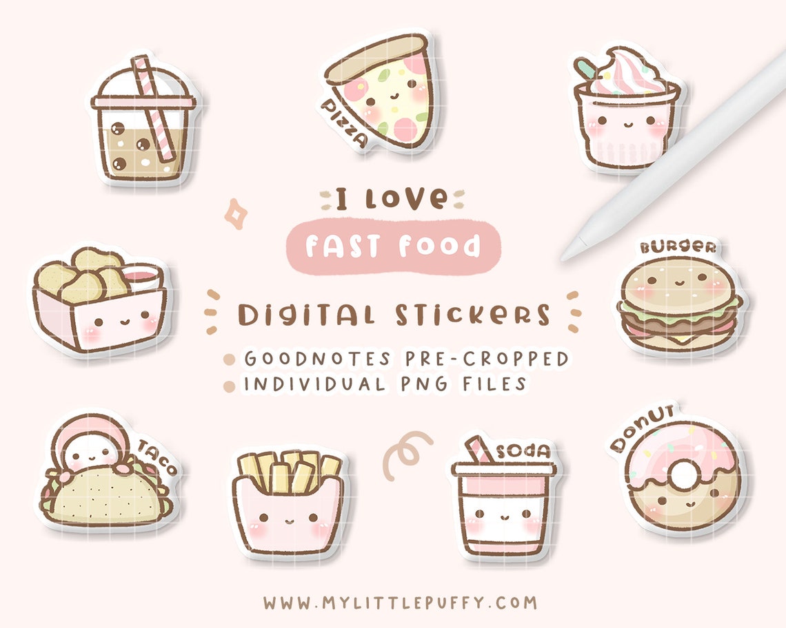 Cute Fast Food Digital Planner Stickers/ Junk Food Digital - Etsy