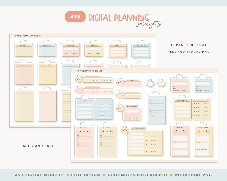 Cute Digital Stickers/ Cute Digital Planner Widgets/ Cute Digital ...