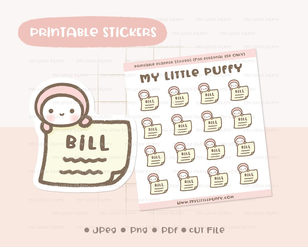 Pay Bill Printable Planner Stickers/ Bills Planner Sticker/ Payment ...