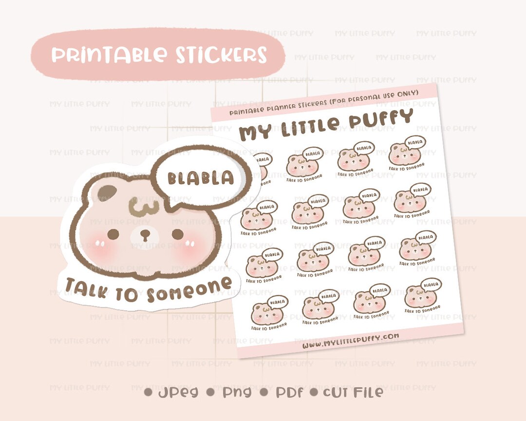 Talk to Someone Printable Planner Stickers/ Self Care Planner Stickers ...