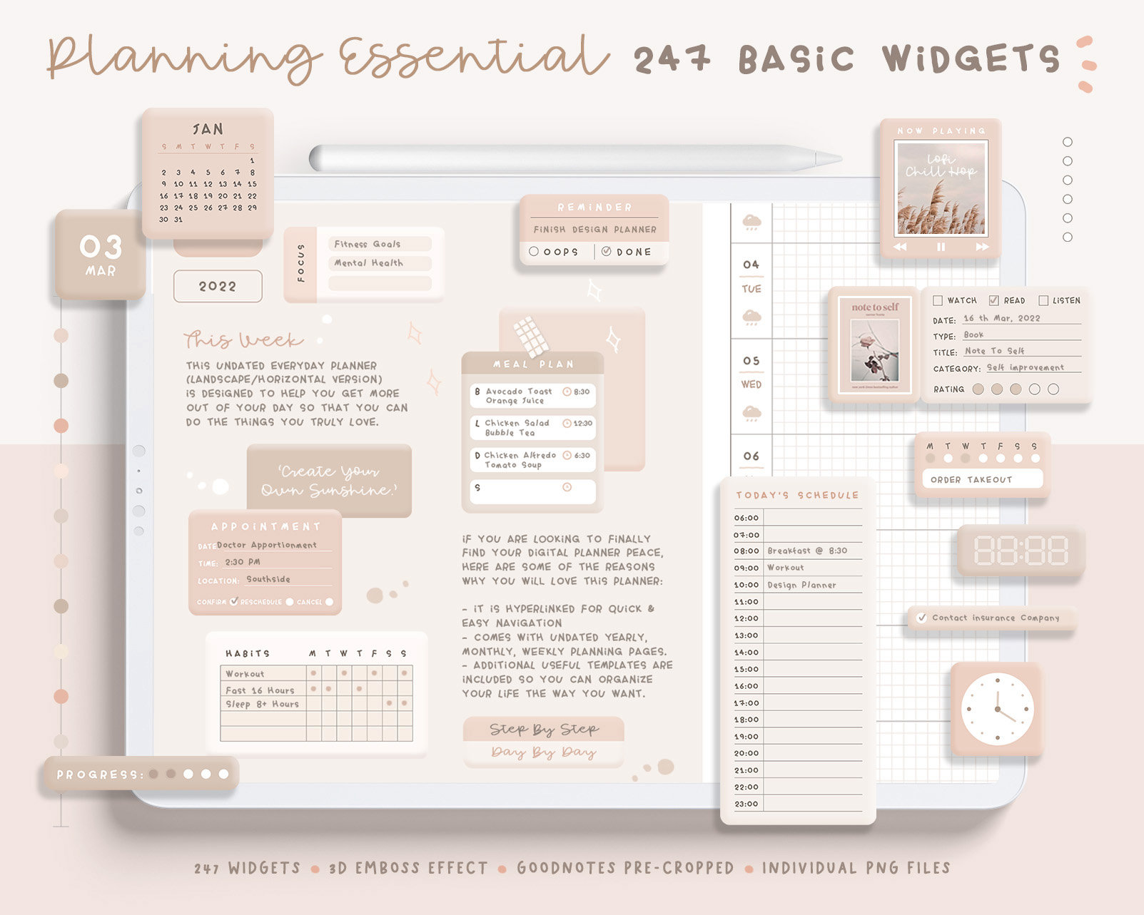 Planning Essential Digital Widgets/ Digital Planner Stickers/ - Etsy