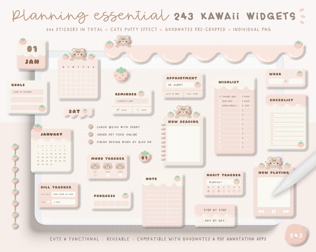 Cute Digital Widgets/ Cute Digital Planner Stickers/ Cute Digital ...