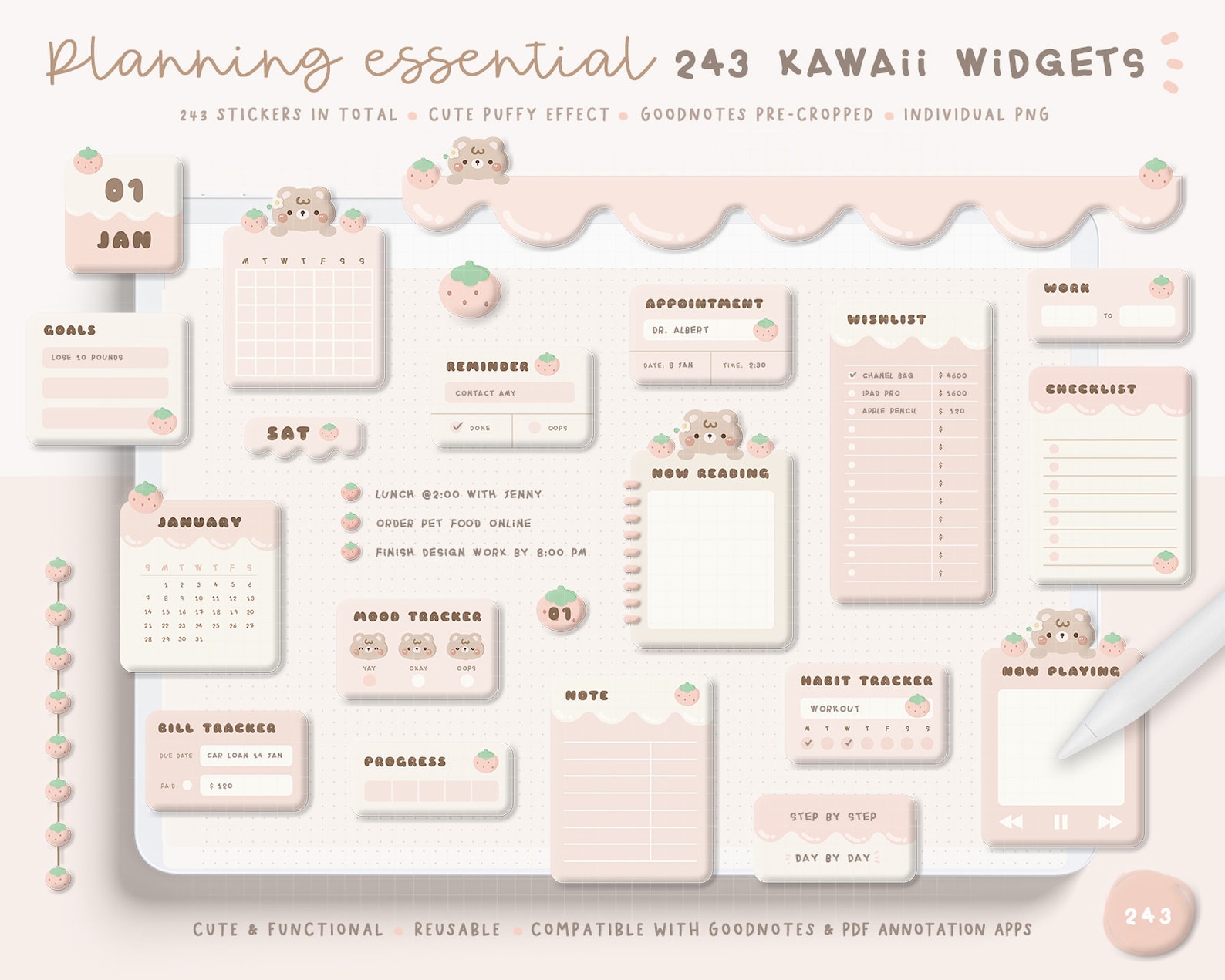 Cute Digital Widgets/ Cute Digital Planner Stickers/ Cute - Etsy