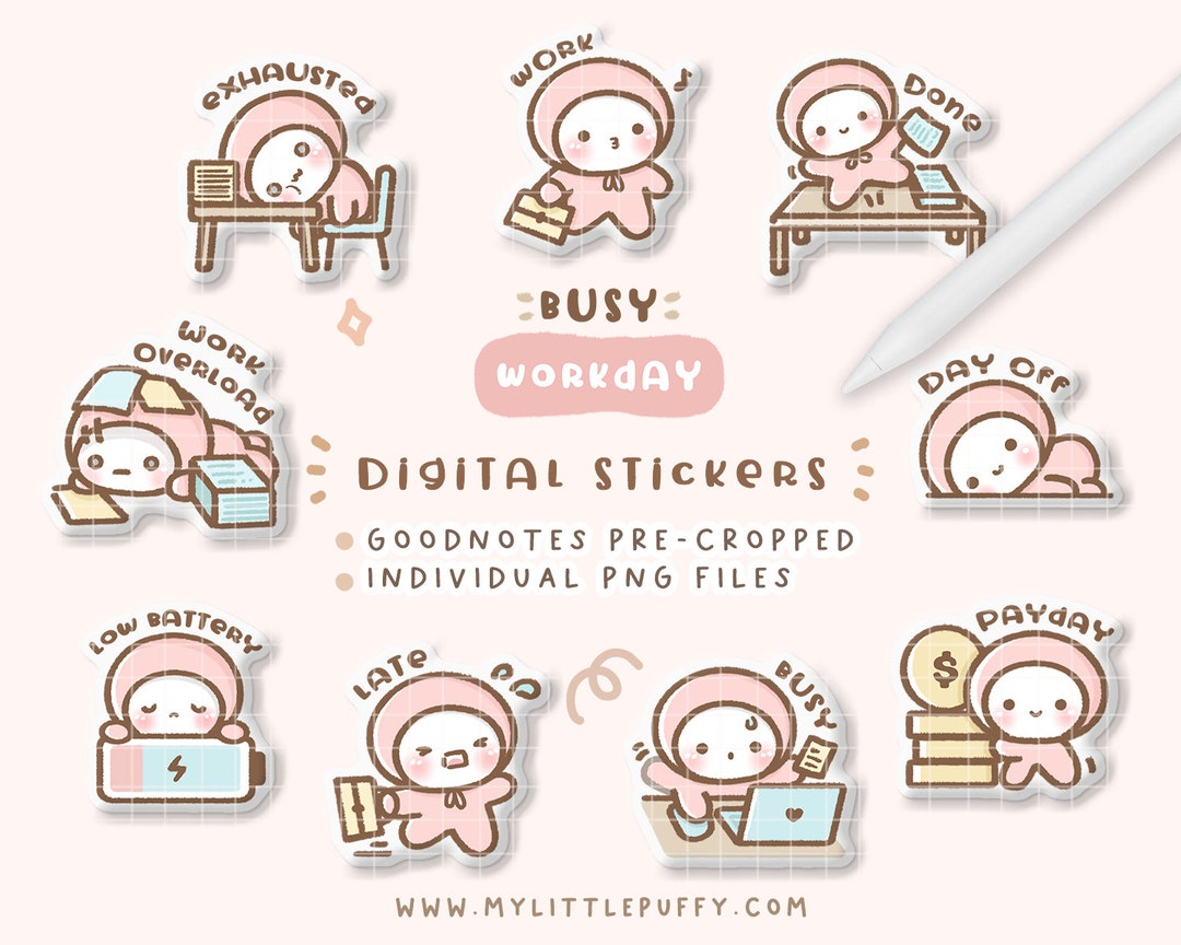 Cute 'work' Digital Stickers/ 'work' Digital Planner Stickers/ Work ...