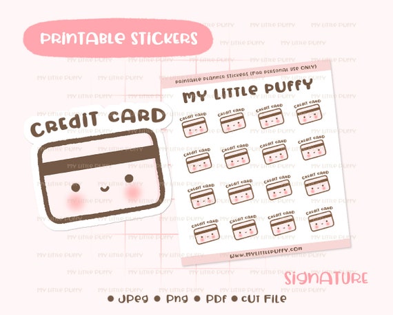Cute Credit Card Printable Planner Sticker/ Credit Card | Etsy