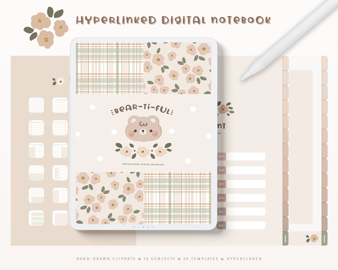 Cute Digital Notebook Goodnotes/ Digital Notebook With Tabs/ Digital ...