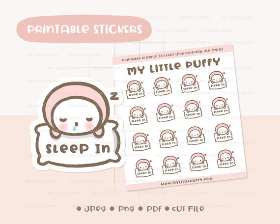 Cute Sleep in Printable Planner Sticker/ Sleep in Planner - Etsy