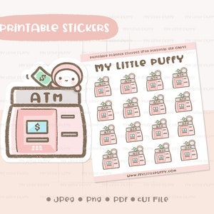 ATM Printable Planner Stickers/ ATM Machine Planner Sticker/ Banking ...