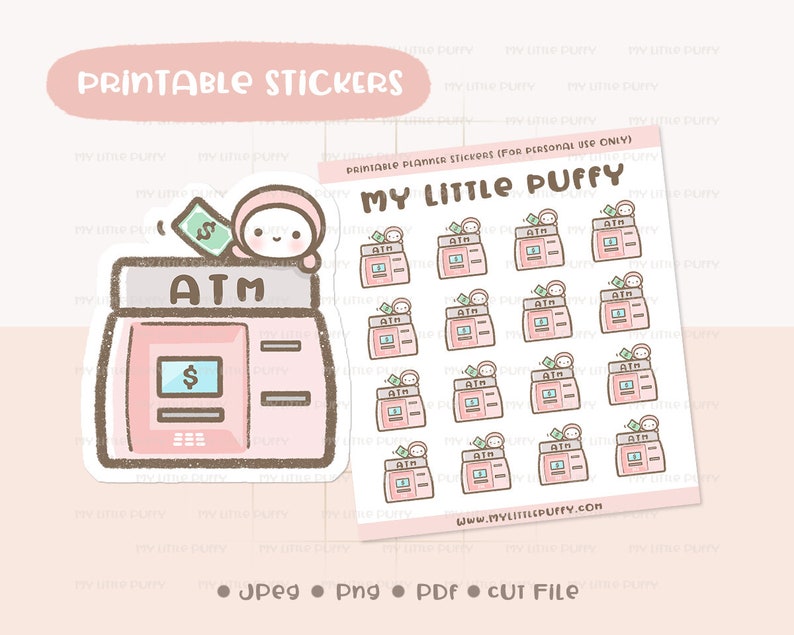 ATM Printable Planner Stickers/ ATM Machine Planner Sticker/ - Etsy