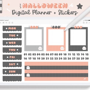 Kawaii Halloween Digital Stickers/ Cute Halloween Digital Planner ...