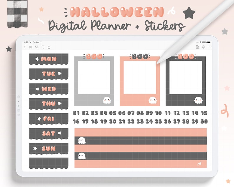 Kawaii Halloween Digital Stickers/ Cute Halloween Digital - Etsy