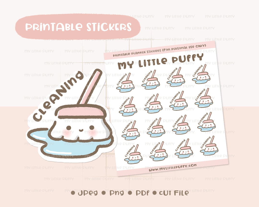 Cute Mopping Printable Planner Sticker/ Mopping Planner Sticker/ House ...