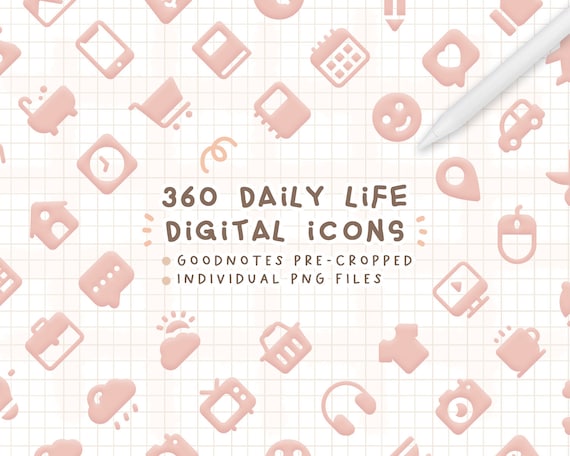 360 Icons Digital Stickers/ Icons Digital Planner Stickers/ - Etsy