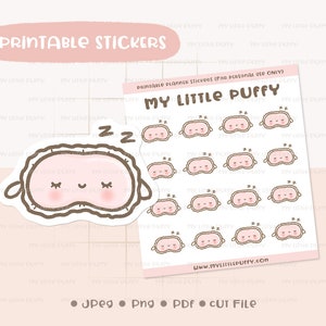 Cute Sleeping Mask Printable Planner Sticker/ Eye Mask Planner Sticker ...