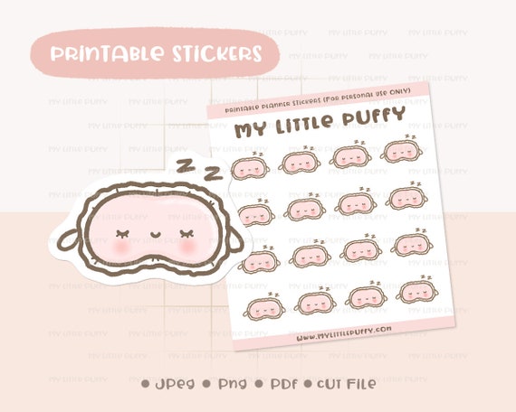 Cute Sleeping Mask Printable Planner Sticker/ Eye Mask Planner | Etsy