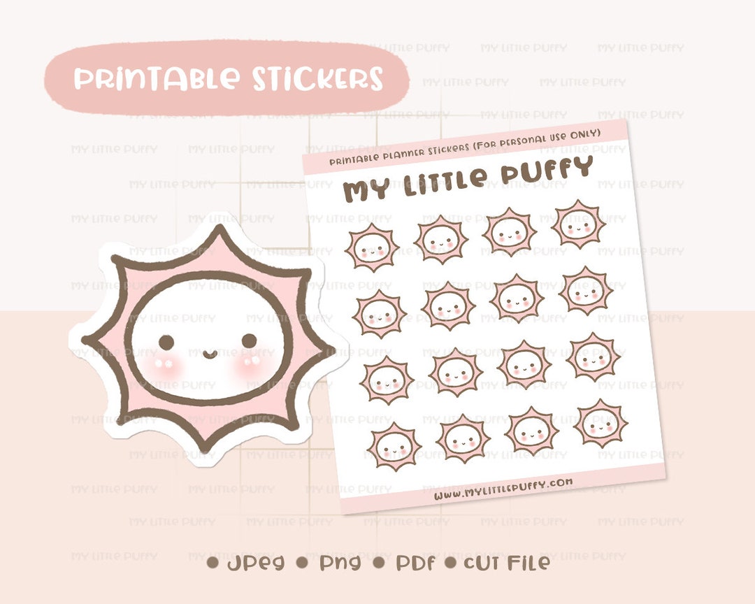 Cute Sunny Printable Planner Sticker/ Sunny Planner Sticker/ Weather ...