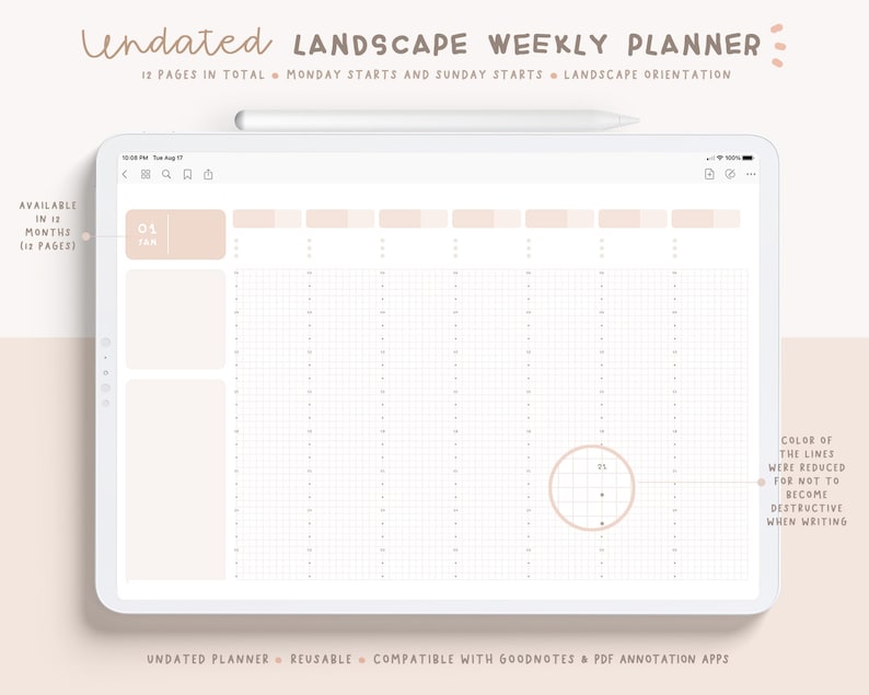 Undated Weekly Digital Planner/ Digital Life Planner/ 12 Month - Etsy